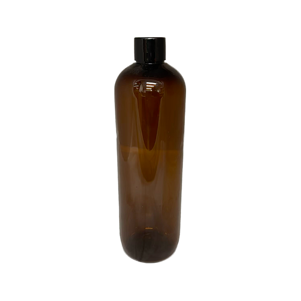 Buy Amber PET Bottle - Boston Round - 500ml with Cap Online | Candle Supply